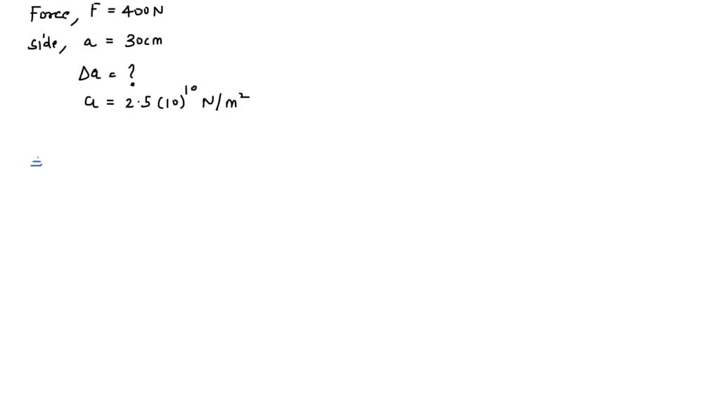 A shear force of 400 N is applied to one face of an aluminum cube with ...