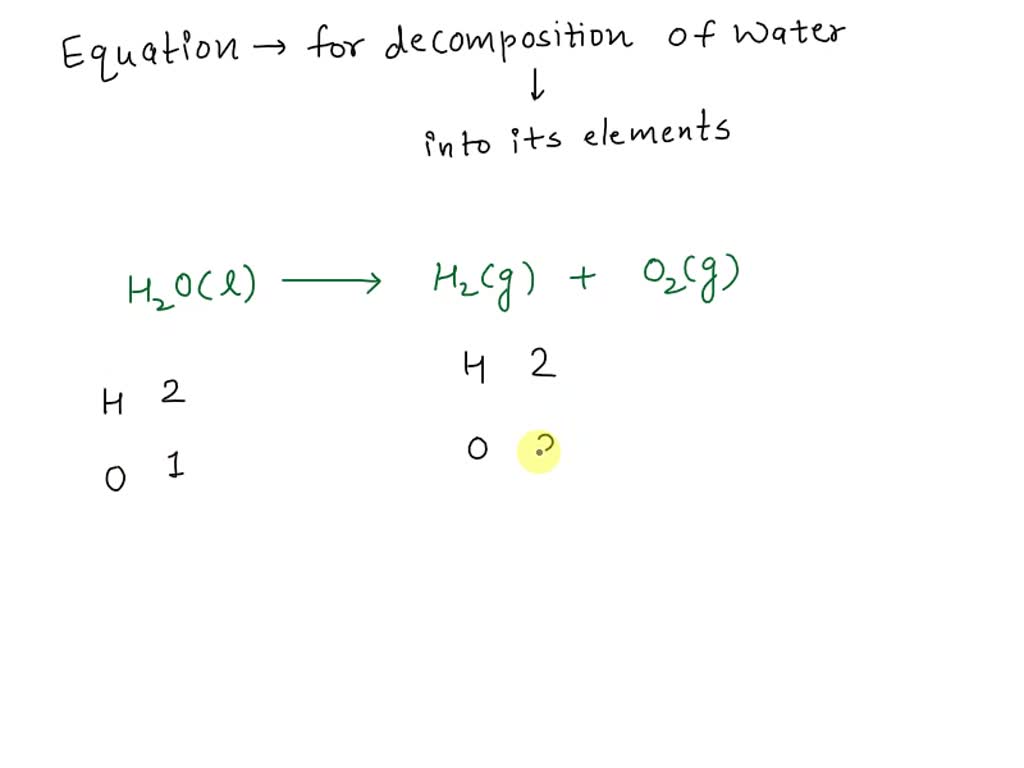 SOLVED: Write the equation for the decomposition of water into its ...