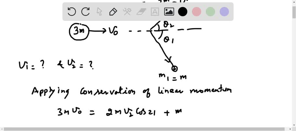 SOLVED: An object of mass 3𝑀, moving in the +𝑥 direction at speed 𝑣0, breaks into two pieces of ...