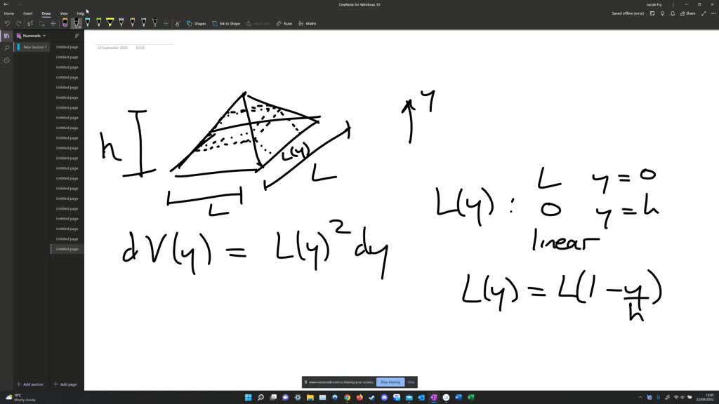 SOLVED: Write an integral that represents the volume of pyramid with a square base side length ...