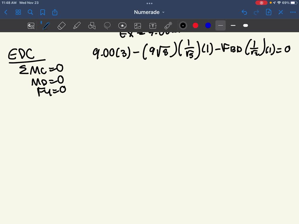 SOLVED: Determine the force in members FD and DB of the frame. Also, find the horizontal and ...