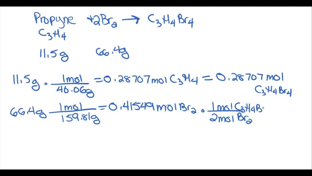Solved A Balance The Following Equation Propyne Br2 1 1 2 2 Tetrabromopropane B