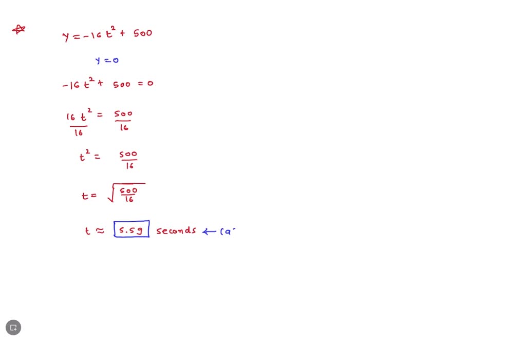 SOLVED: 12. The position function (in feet) ofan object dropped from the top ofa building 500 ft ...