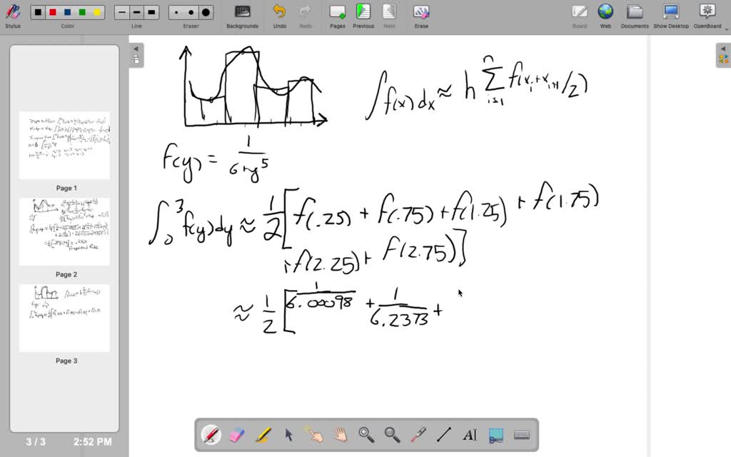 SOLVED: Numerical integrate the equation f (x) = 2x2 3x + 5 with even spacing n = 6 on the range 0