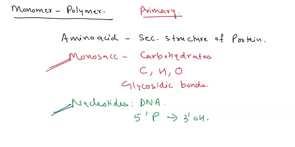 SOLVED: Please fill in the table: Synthesis Degradation Monomer Polymer ...