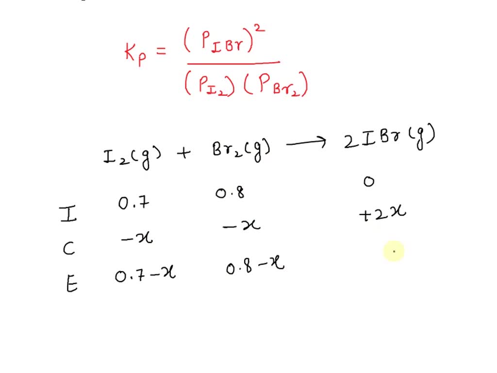 SOLVED: An equilibrium reaction exists when iodine and bromine gas are ...