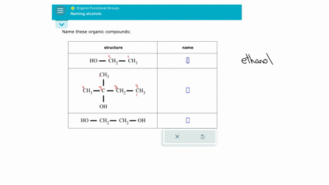 [GET ANSWER] Functional Groups Naming and drawing alcohols Write the ...