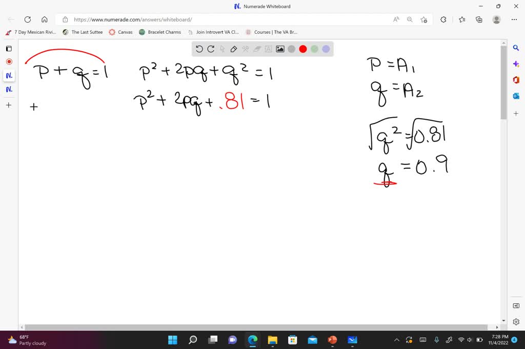 SOLVED: There are two alleles (A1 and A2) at a single locus of a ...