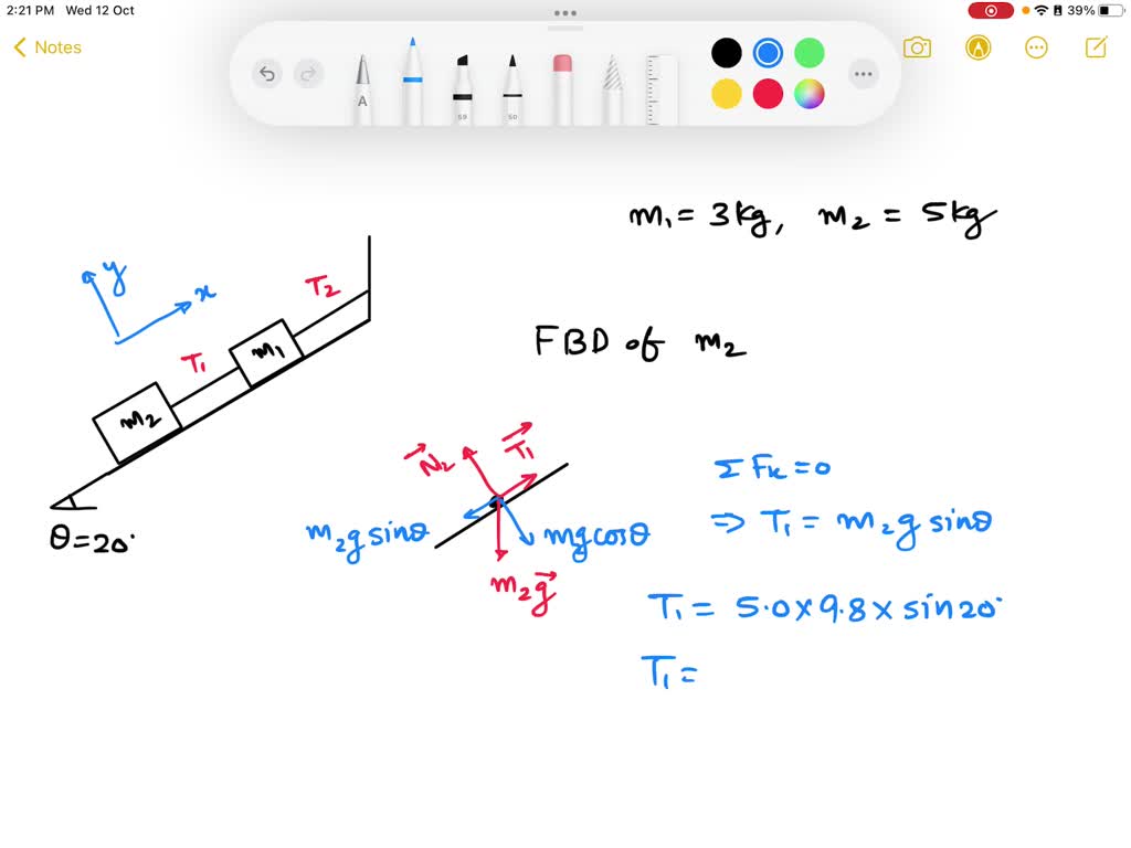 SOLVED: Two blocks are at rest on a frictionless incline, as shown in ...