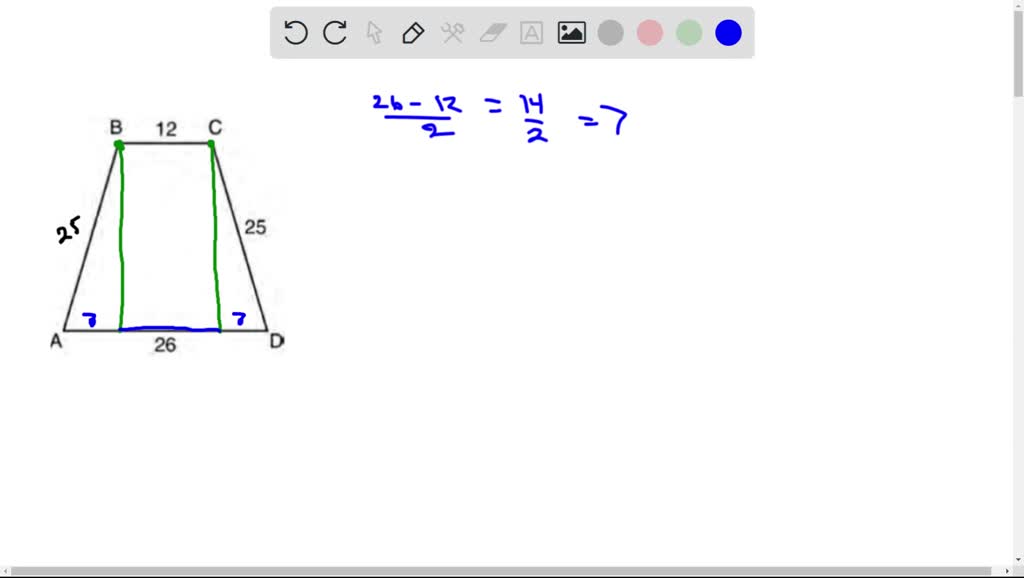 SOLVED: In the diagram below of isosceles trapezoid ABCD AB = CD = 25 ...
