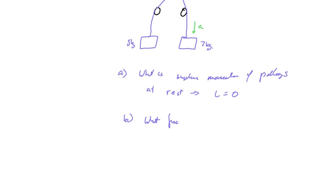 A thin light rope is constructed on three frictionless pulleys arranged ...