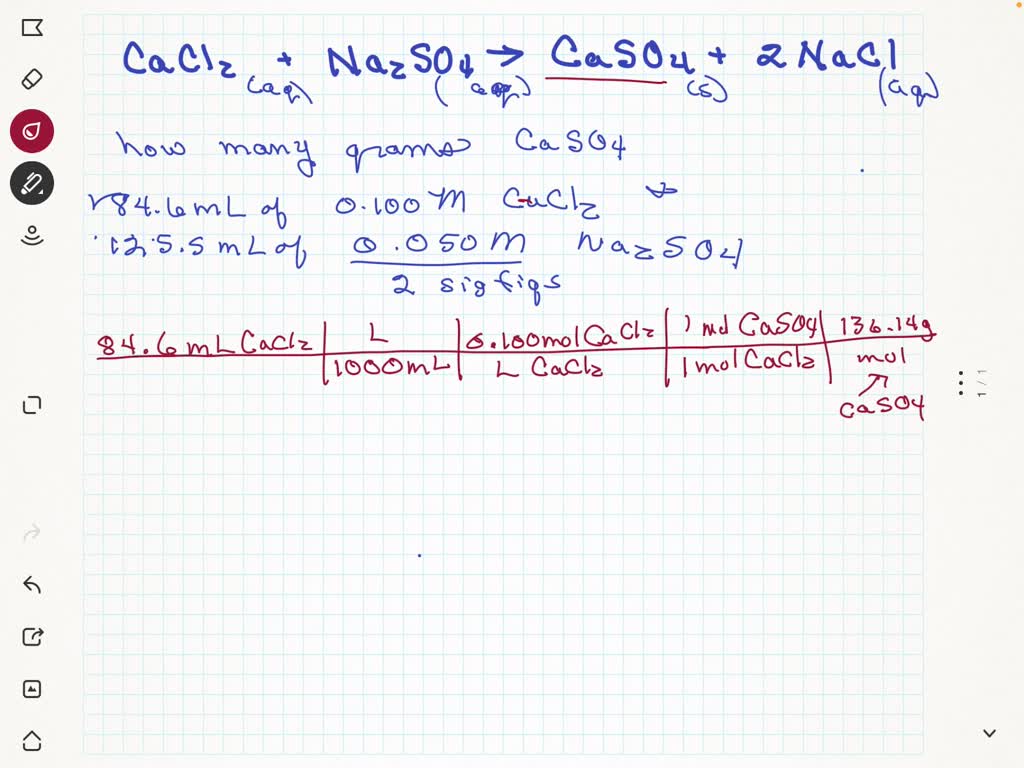 SOLVED: When solutions of CaCl2 and Na2SO4 are mixed, a precipitate of CaSO4 is formed, as shown ...