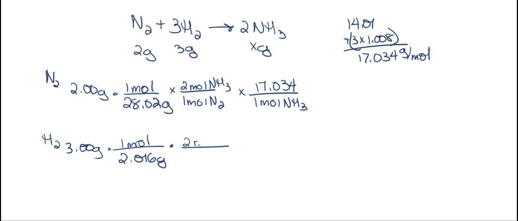 SOLVED: 17. Calculate the maximum number of grams of NH3 that can be ...
