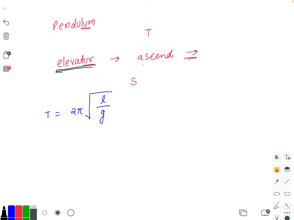 SOLVED: A pendulum in elevator is oscillating with period T when the ...