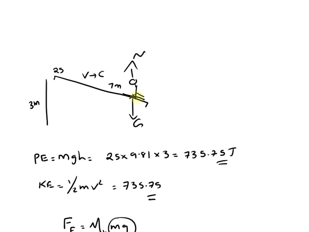 SOLVED: A 25 kg child slides down a playground slide at a constant speed. The slide has a height ...