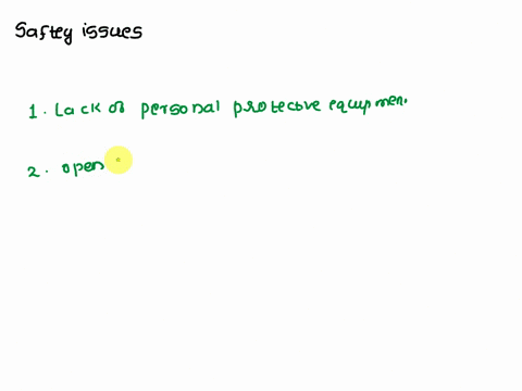 Please describe as many safety issues as you can in the...