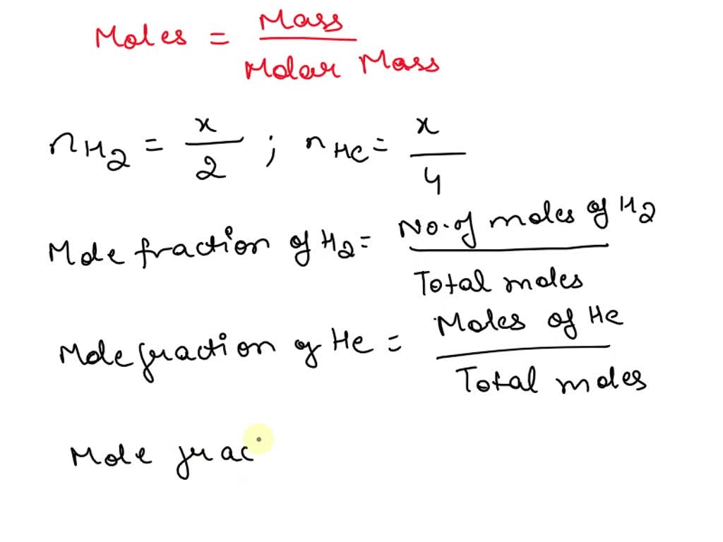 SOLVED: A vessel contains equal masses of hydrogen and helium.The fraction of the partial ...