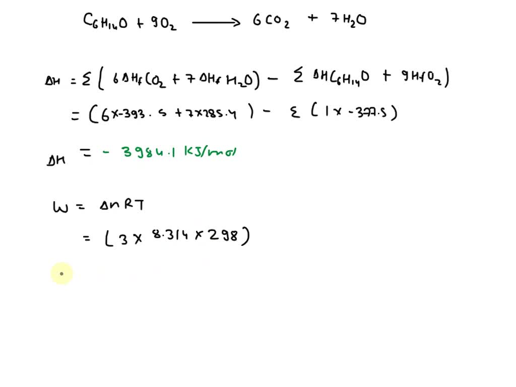 SOLVED: Under a constant pressure of 1,000 atm, 1.0000 mol of hexanol ...
