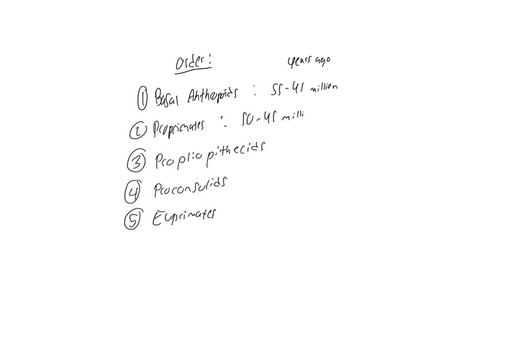 Identify the order, roughly, these orders of primate ancestors appeared ...
