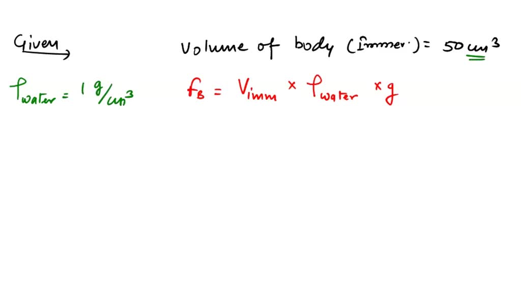 a body of volume 50 cm3 cube is completely immersed in water find the ...