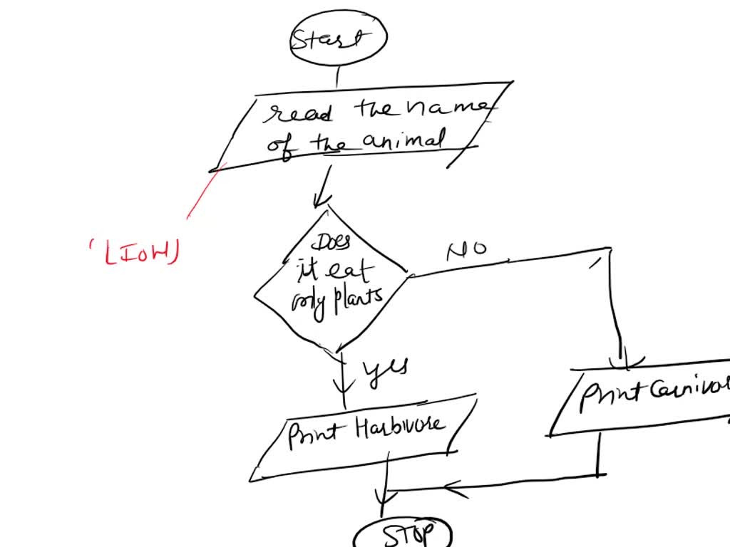 SOLVED: Write the execution steps if the input is a lion. Write the ...