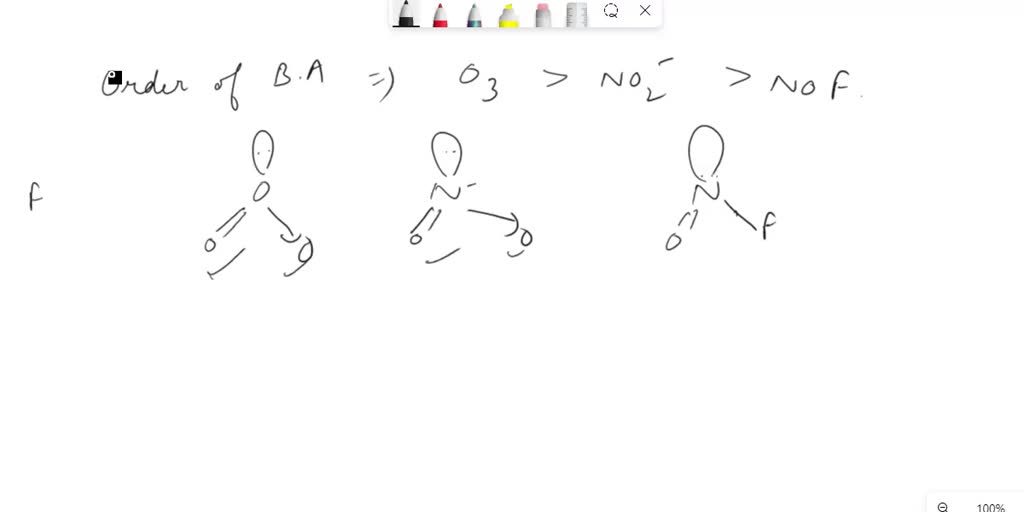 SOLVED: Which is the correct order of bond angles in O3, NO2-, and NOF?