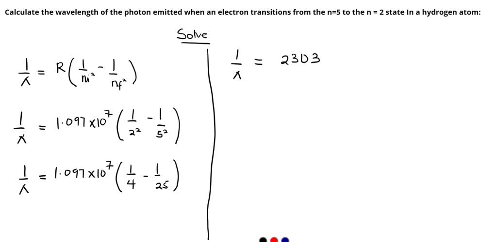 SOLVED: Calculate the wavelength of the photon emitted when an electron ...