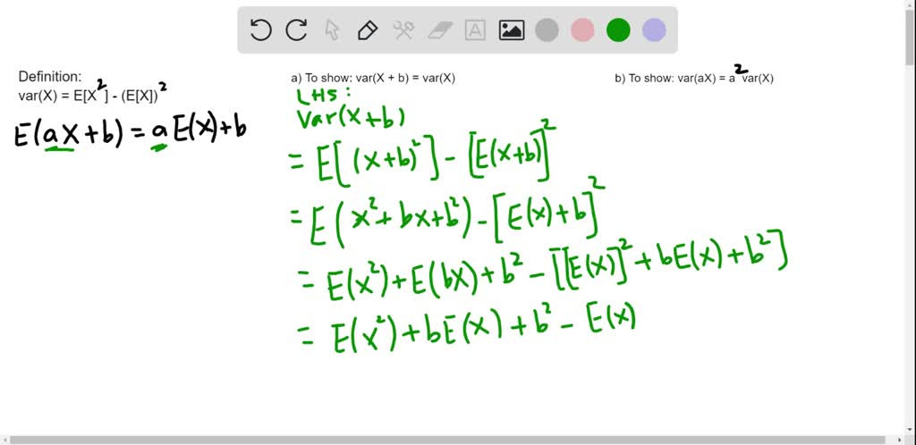 SOLVED: Let X be a random variable and a be a constant. Using the ”short-cut” definition of ...