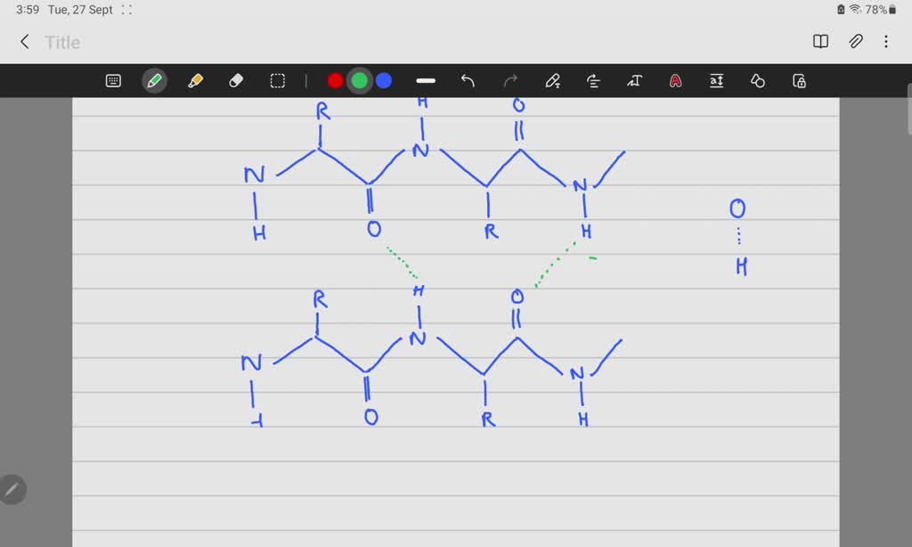 SOLVED: Draw a two-stranded, antiparallel β-sheet with at least four ...