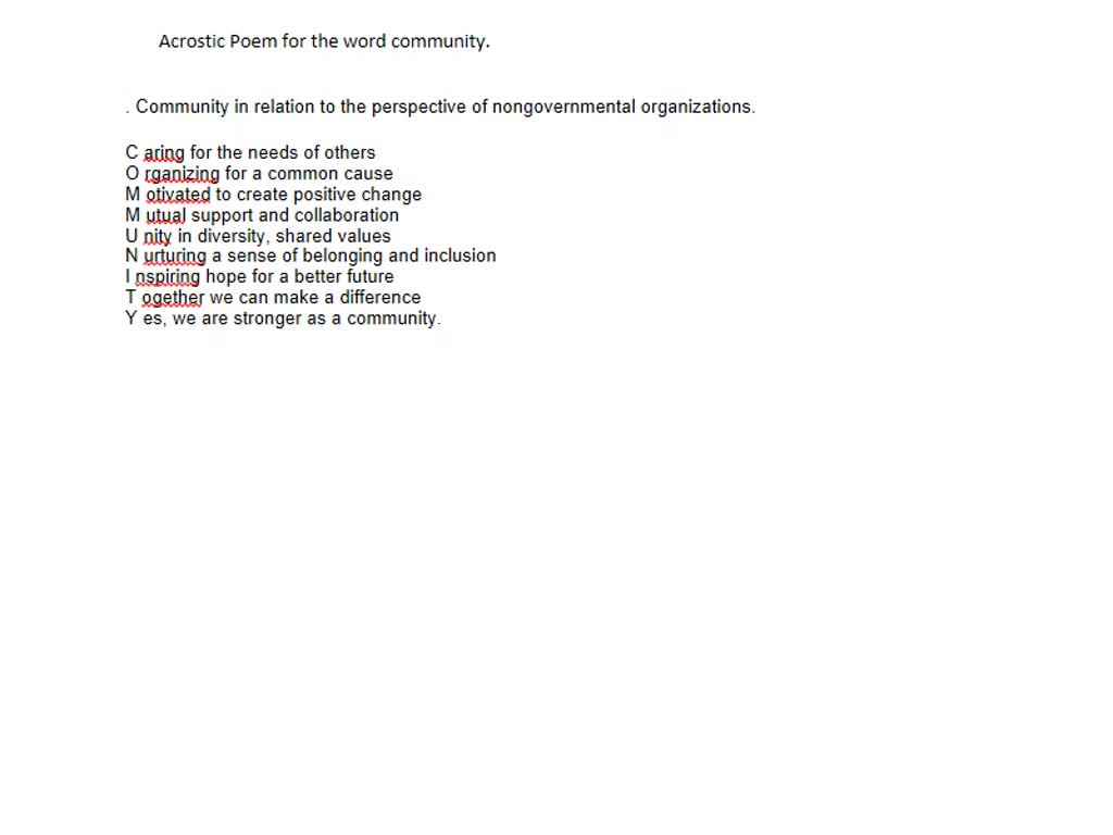 SOLVED: Activity 5. Acrostic! Direction. Write an Acrostic Poem for the ...