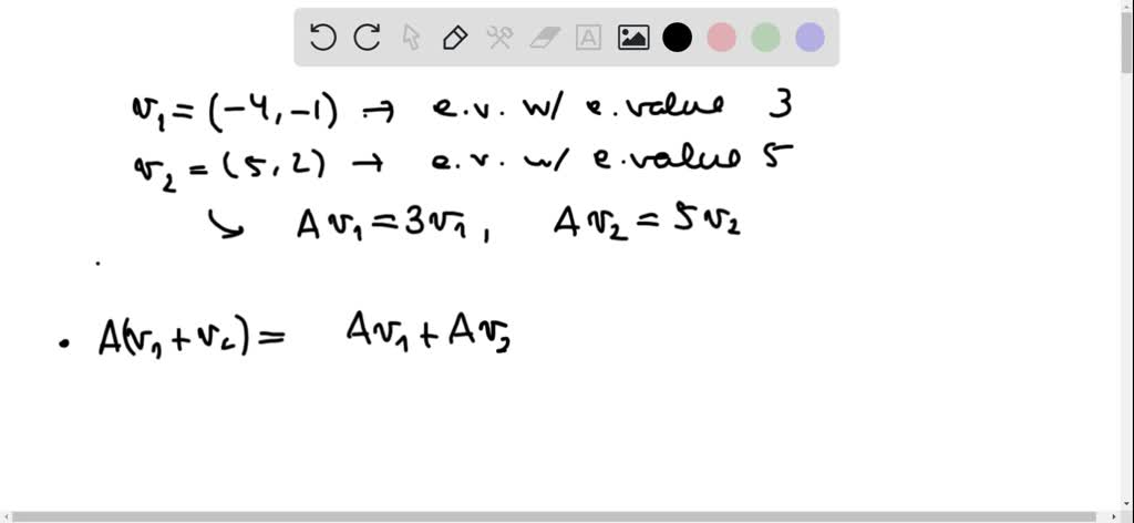 SOLVED: point) If v1 = and v2 [2] are eigenvectors of a matrix A corresponding to the ...
