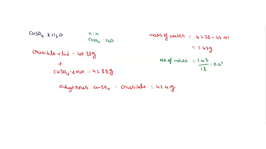 SOLVED: Determine the mass of anhydrous BaCl2 and the mass of water ...