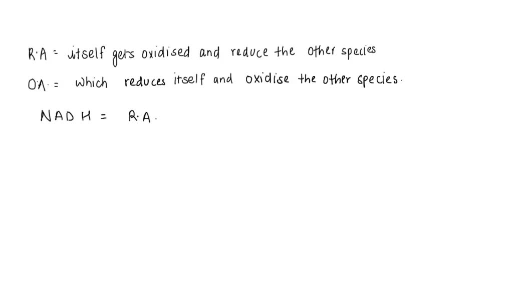 SOLVED: NADH is an oxidizing agent. FADH2 is an oxidizing agent. NADPH ...