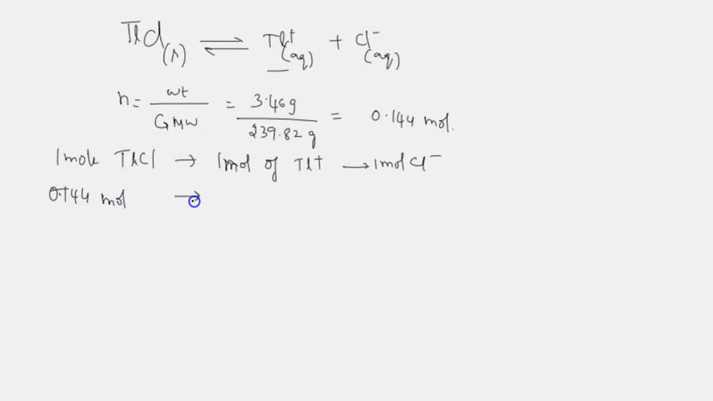 SOLVED: The solubility of TlCl [thallium(I) chloride], an intermediate ...
