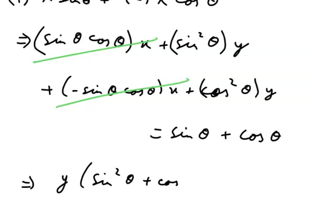 SOLVED: Solve this system of equations for x and y: (cos θ)x + (sin θ)y ...