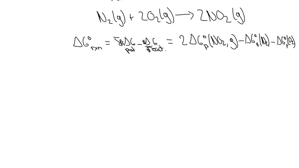 SOLVED: Consider the reaction: N2(g) + 2O2(g) â†’ 2NO2(g) Using the standard thermodynamic data ...