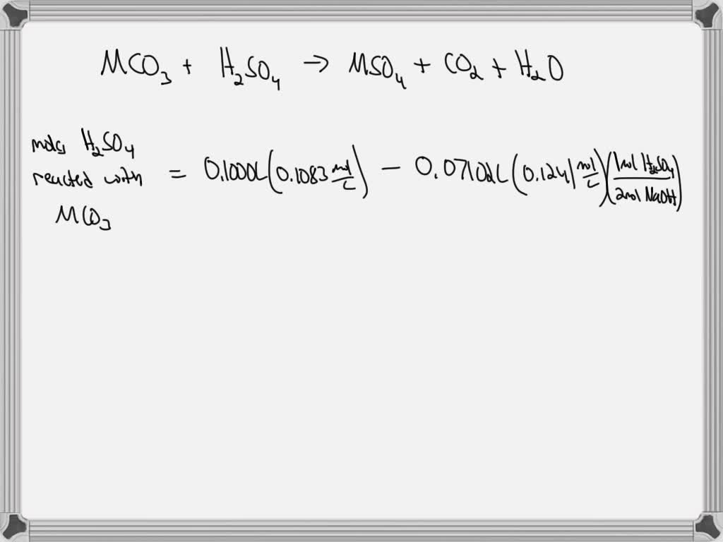 SOLVED: A 1.268g sample of metal carbonate (MCO3) was treated with 100 ...