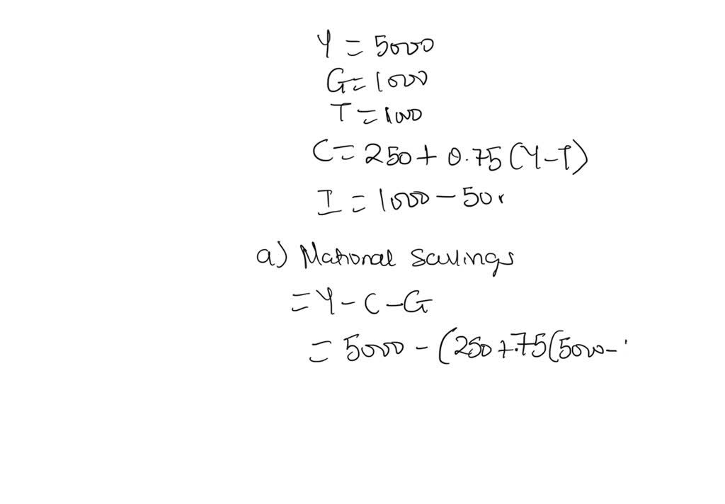 Consider the following economy: C = 660 + 0.8YD I = 100 + 0.1Y - 2000i G = 200 T = 200 A. Find ...