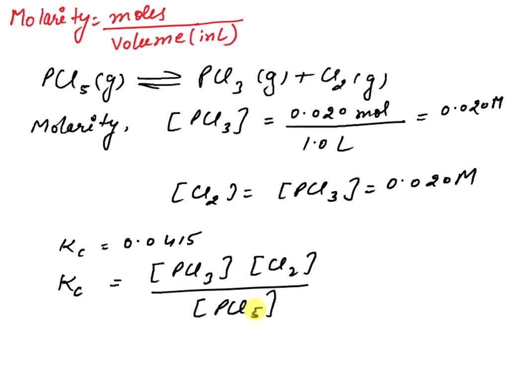 SOLVED: A 1.00-liter vessel contains an unknown amount of PCl5 and 0.020 mole each of PCl3 and ...