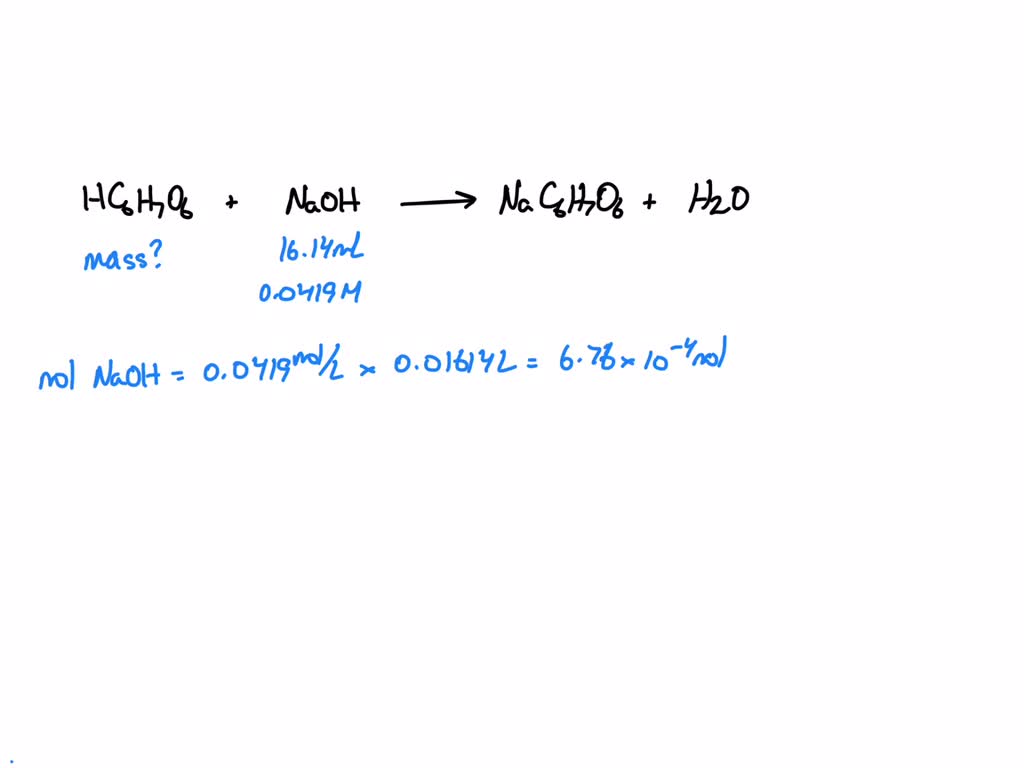 SOLVED: With an average titration of 16.14 ml and 0.0419 mol.dm NaOH ...