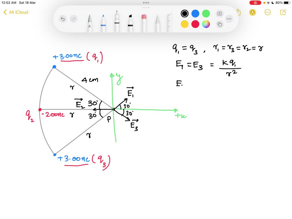 SOLVED: 23. Three point charges are located on a circular arc as shown ...