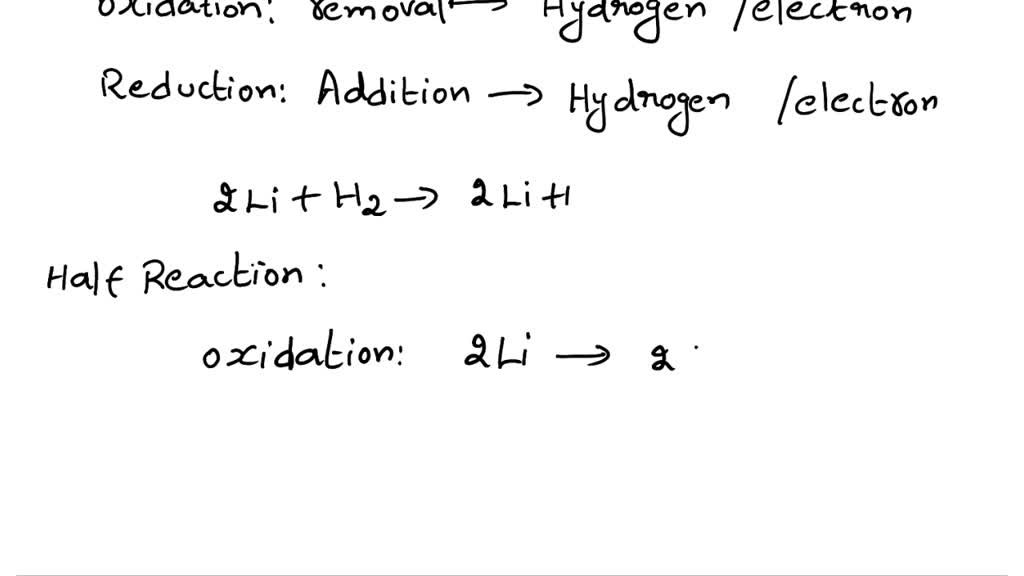 SOLVED: Write the half-reactions for the following redox reaction: 2Li ...
