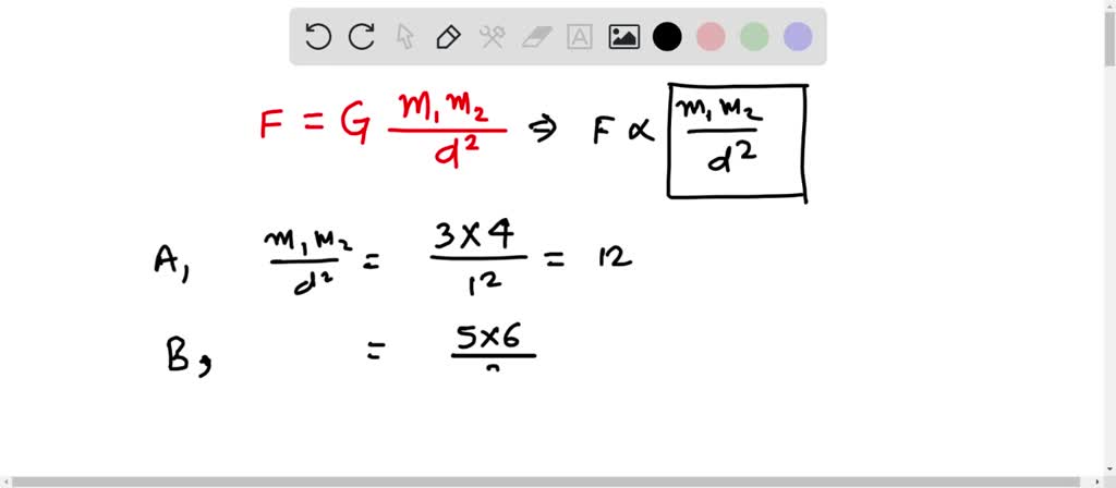 SOLVED: The diagram below represents the gravitational attraction forces between two masses El ...