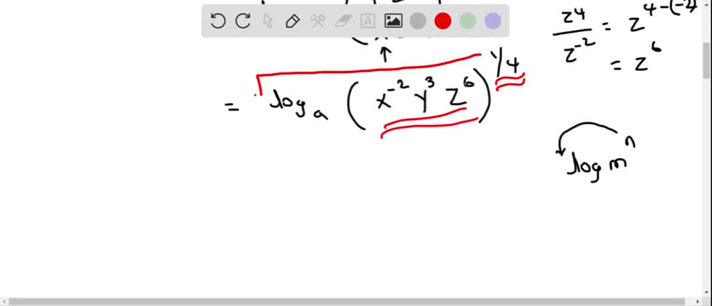 SOLVED: Given that log 'aX =3, log ay = 4, and log az = 5, find the following: 4y loga loga ...