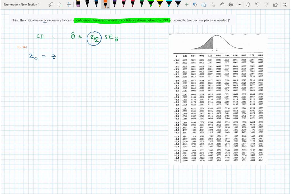 SOLVED: 'Find the critical value Zc necessary to form a confidence ...