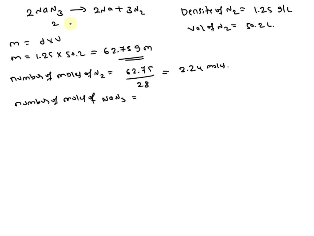 SOLVED What Mass In Grams Of NaN3 Is Required To Produce 50 2 L Of N2 solved-what-mass-in-grams-of-nan3-is-required-to-produce-50-2-l-of-n2