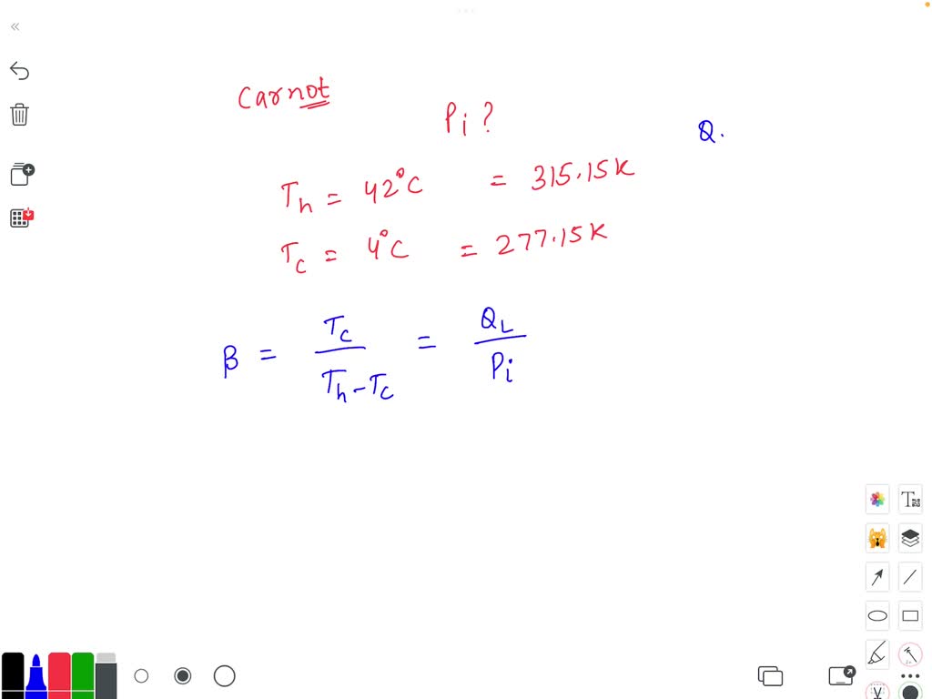SOLVED: A refrigerator operates on reversed Carnot cycle. Determine the ...