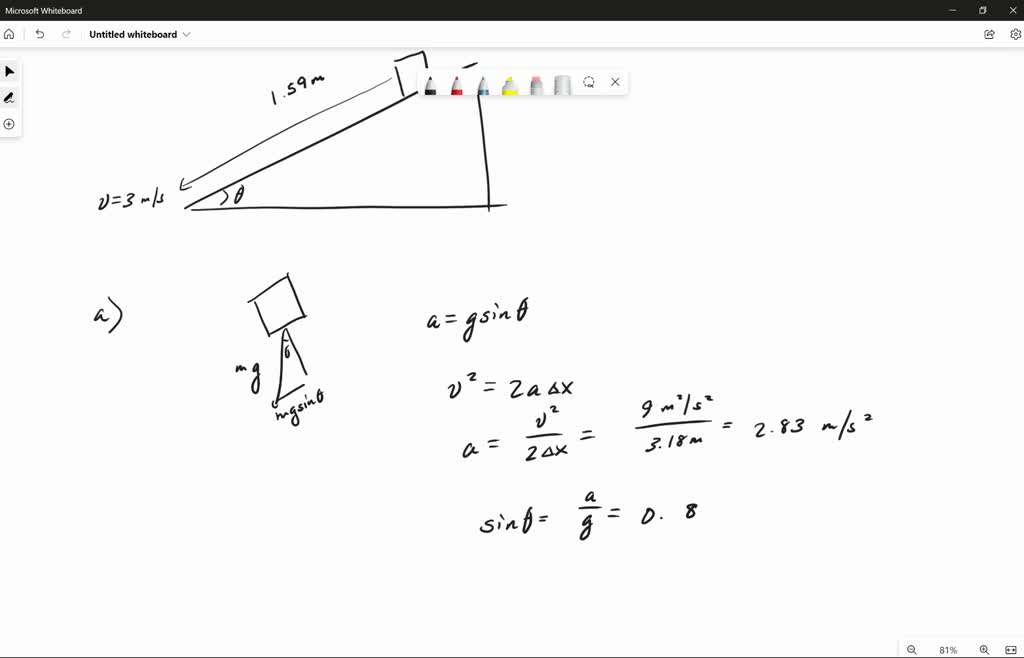 SOLVED: A 9.00-kg block of ice, released from rest at the top of a 1.59-m-long frictionless ramp ...