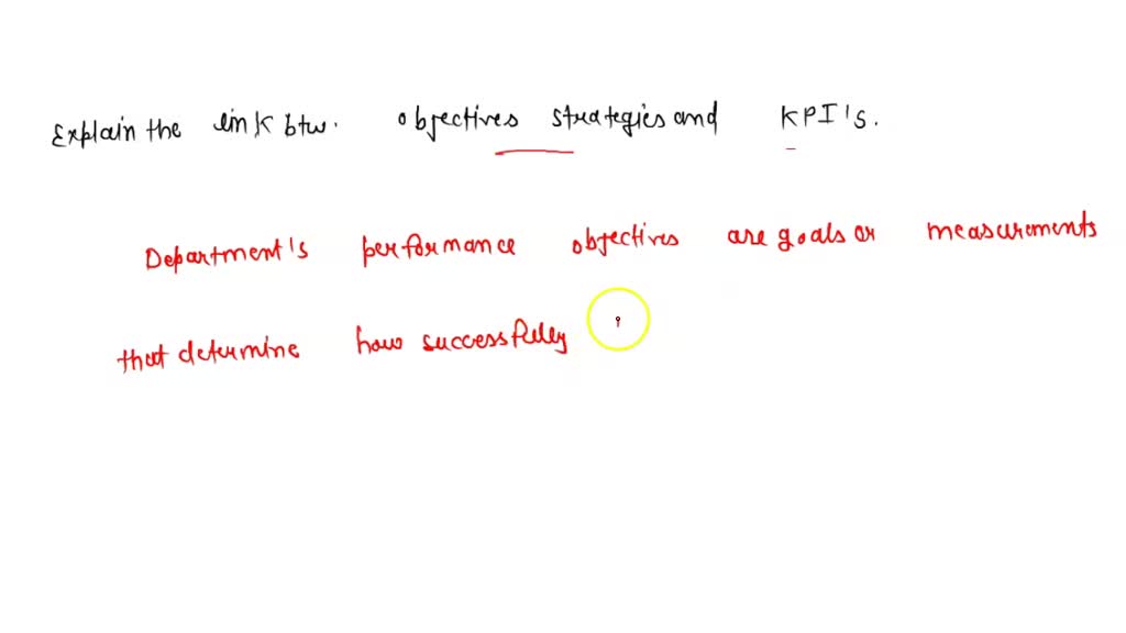SOLVED: Explain the link between objectives strategies and KPI's