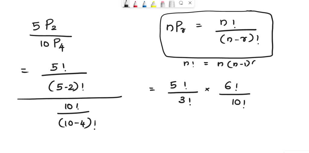 SOLVED: Perform the indicated calculation: 5P2 10P4 Pz 10P4 (Round to ...